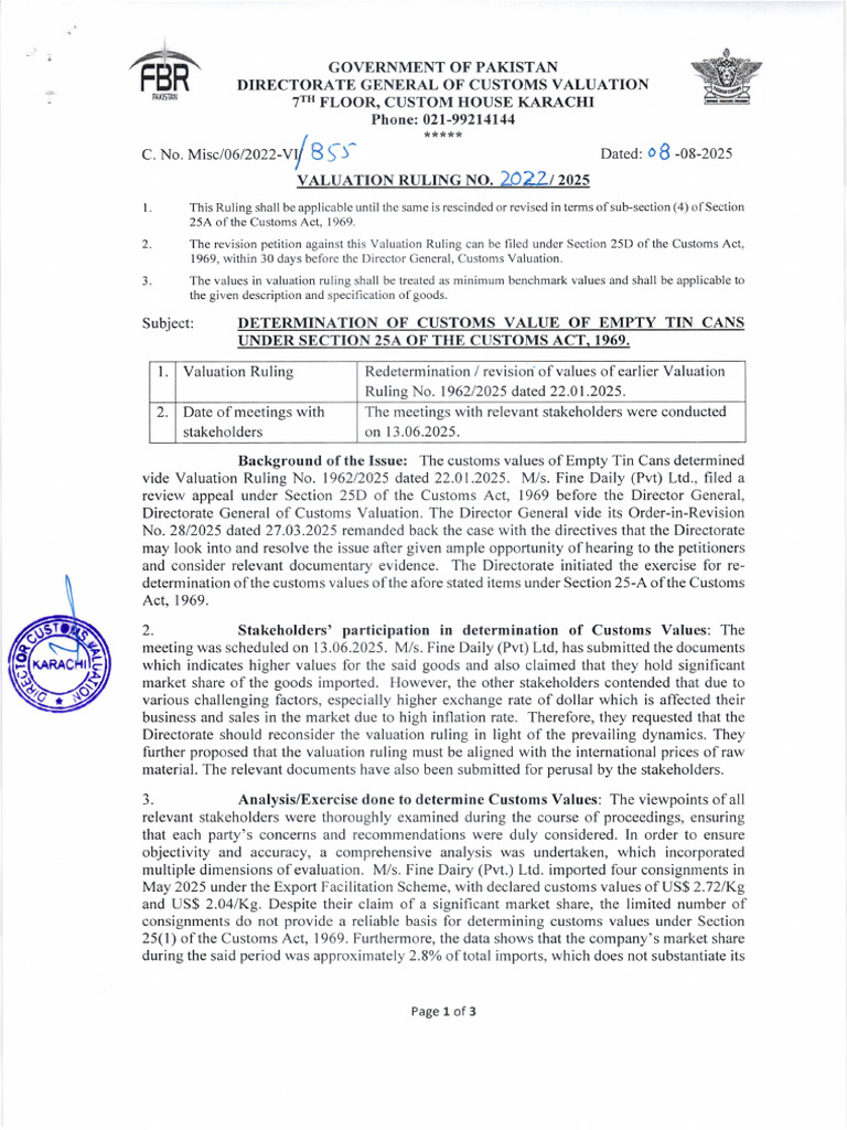 Customs Valuation Ruling for Tin Cans | PDF | Real Estate Appraisal ...