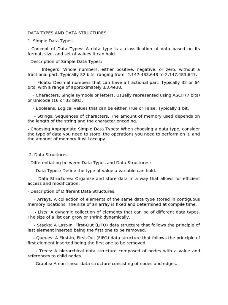 Data Types and Data Structures | PDF