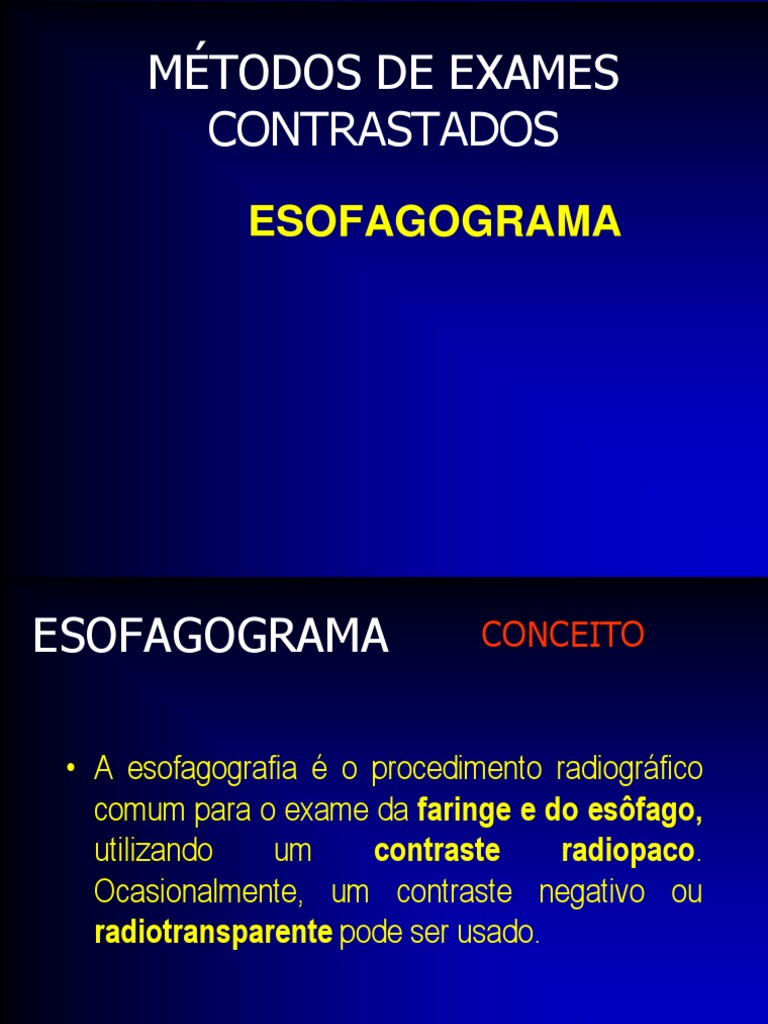 ESOFAGOGRAMA | PDF | Doença do refluxo gastroesofágico | Esôfago