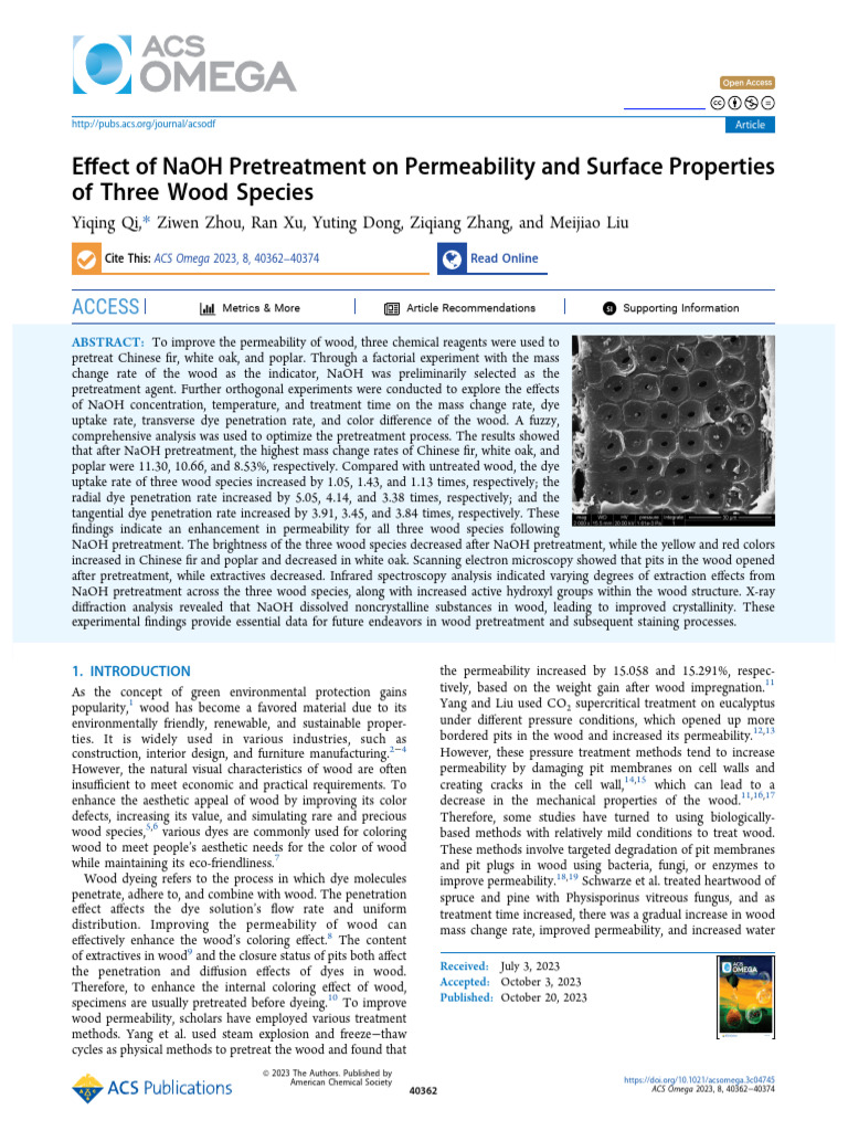 Effect of Naoh Pretreatment On Permeability and Surface Properties of ...