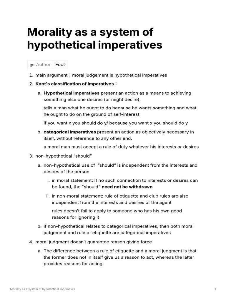 Morality As A System of Hypothetical Imperatives | PDF | Morality | Reason