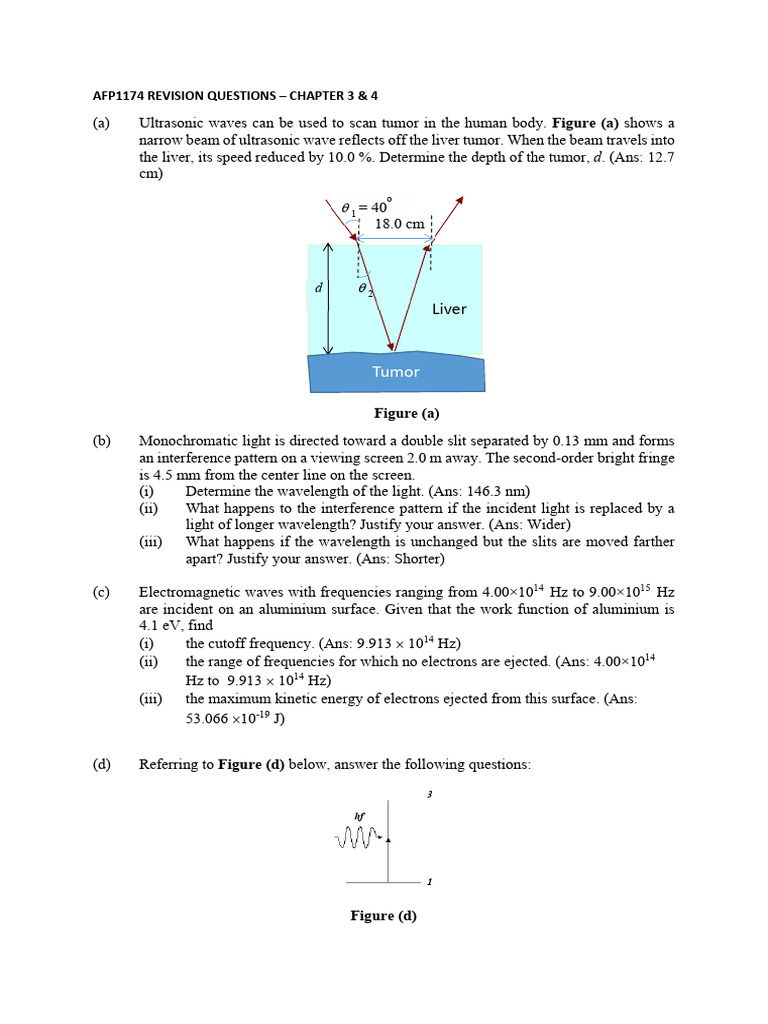 Ultrasonic and Light Wave Physics Problems | PDF | Light | Wavelength