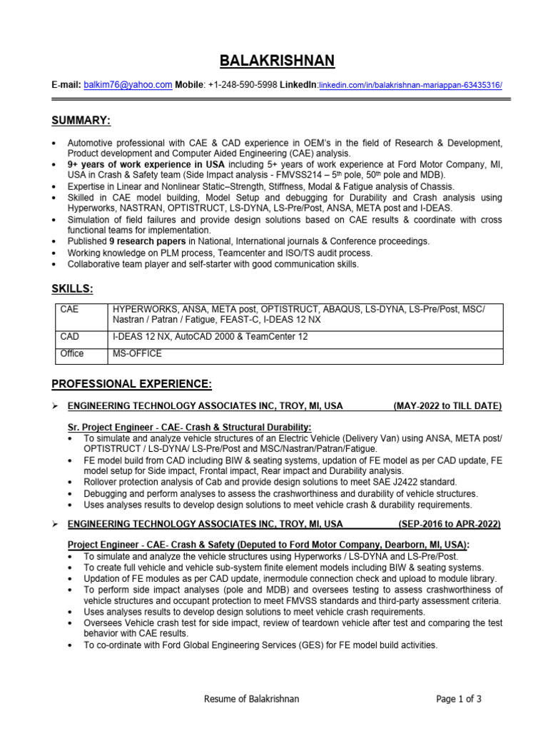 Resume Balakrishnan USA 09sep2025 | PDF