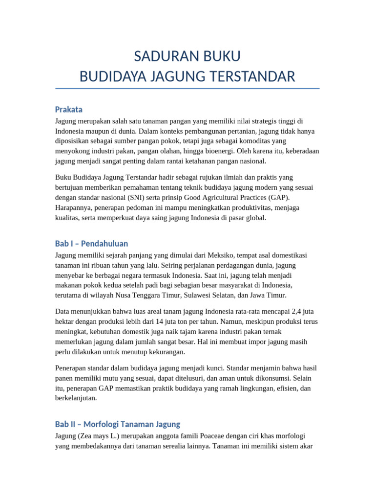 Saduran Budidaya Jagung Terstandar Final | PDF