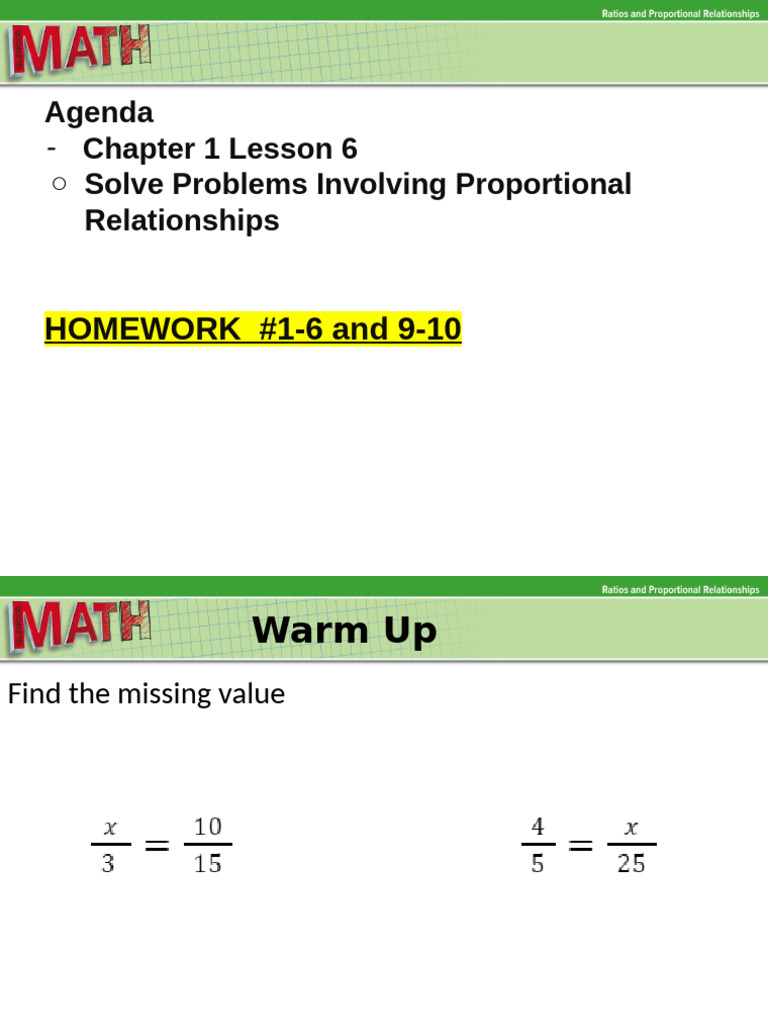 AM Chapter - 1 - Lesson - 6 - Presentation Notes | PDF | Ratio ...
