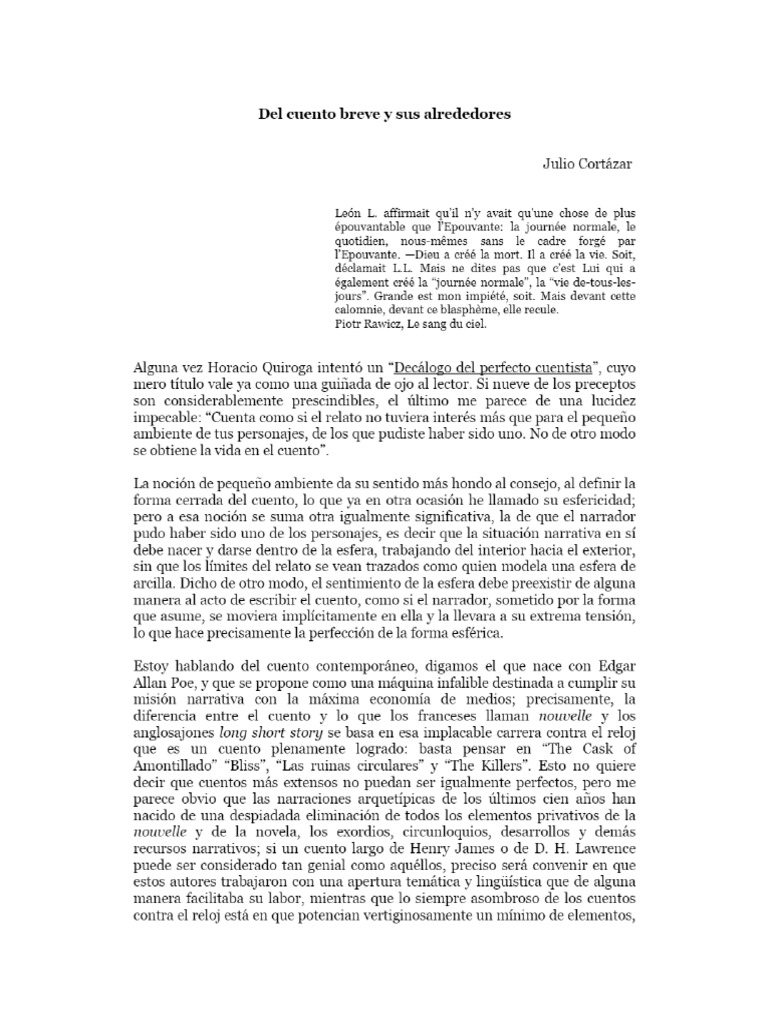 Del Cuento Breve y Sus Alrededores | PDF