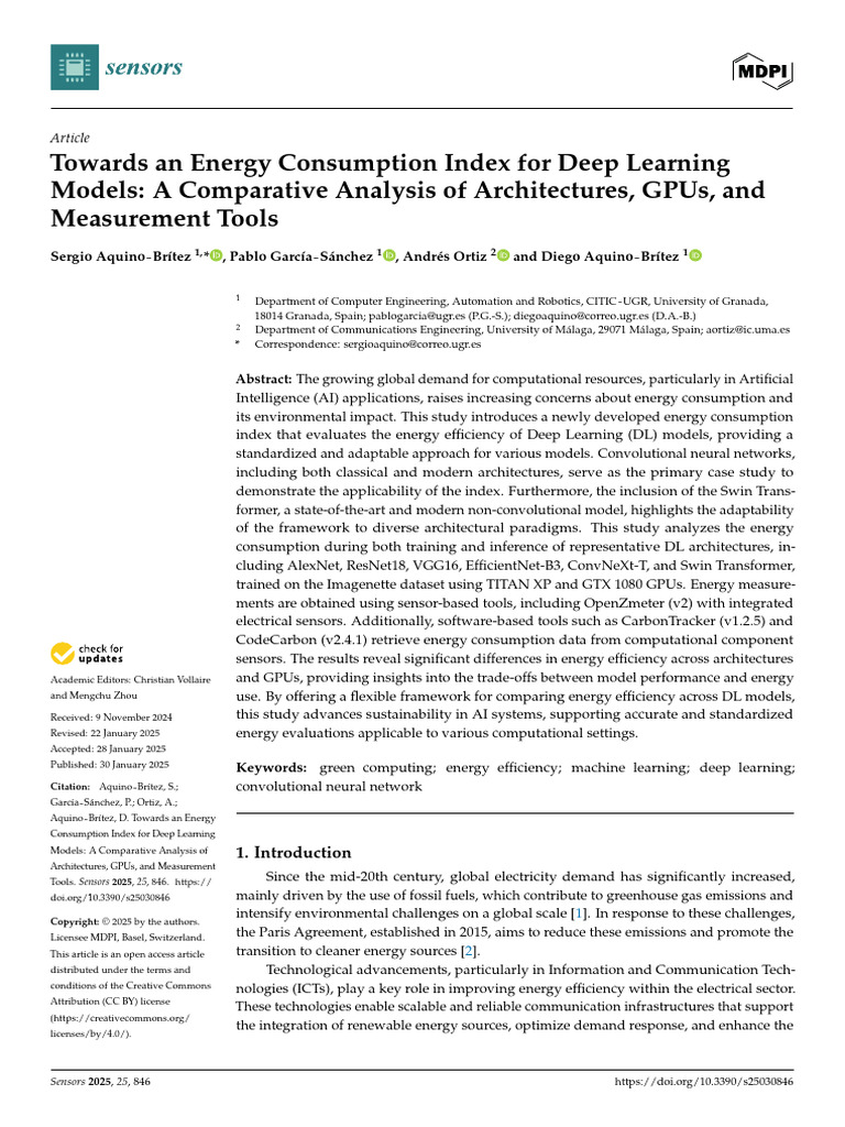 Aquino B - Towards an Energy Consumption Index for Deep Learning Models | PDF | Machine Learning ...