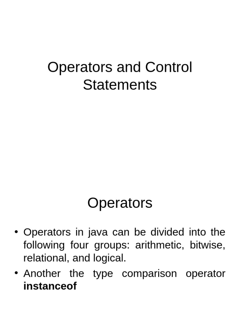 Operator&Controlstatement (New) | PDF | Integer (Computer Science) | Control Flow
