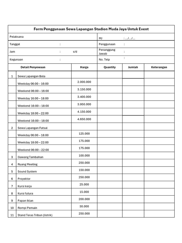 Form Sewa Event Fix | PDF