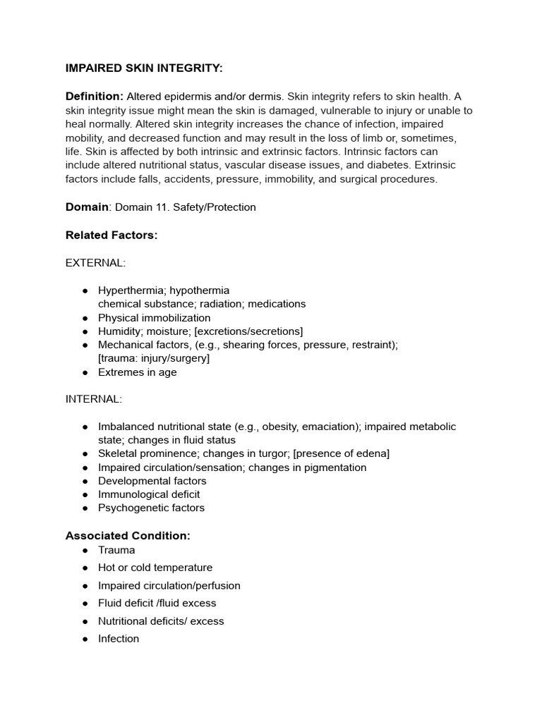 NCP Impaired Skin Integrity | PDF