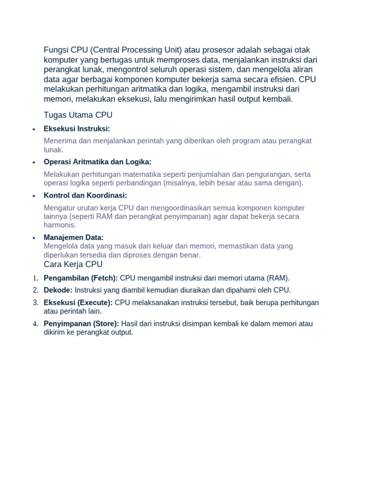 Fungsi CPU | PDF