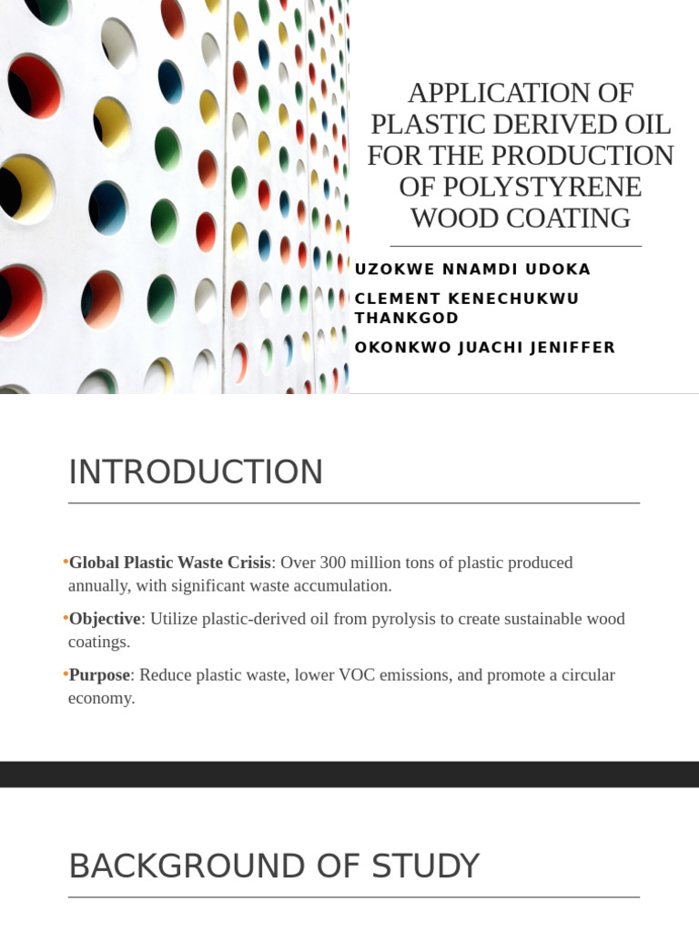Application of Plastic Derived Oil For The Production of Wood Coating ...