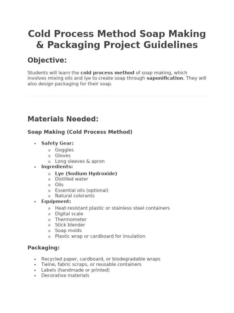 Cold Method Soap Making Finals | PDF | Sodium Hydroxide | Soap