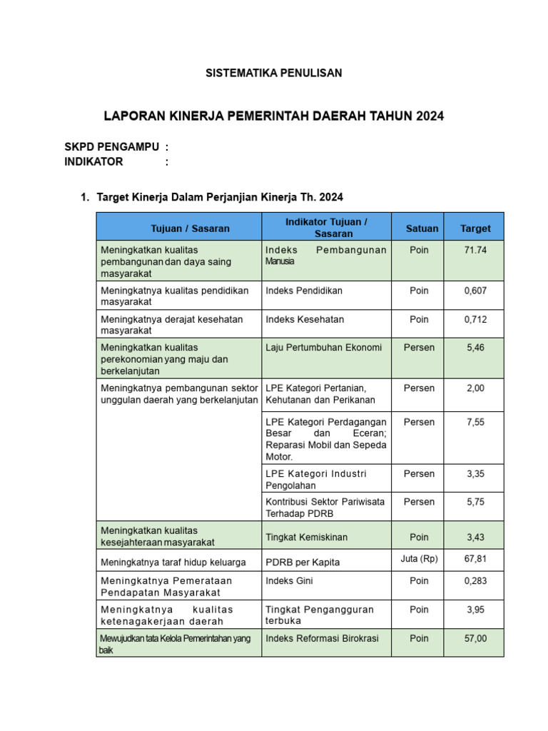 Lamp Sistematika & Contoh Penulisan Lkjip Pemkab | PDF