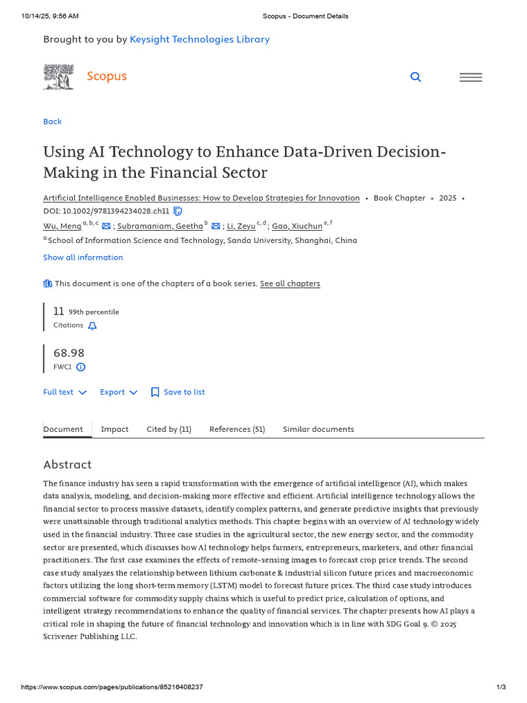 Using AI Technology To Enhance Data-Driven DecisionMaking in The Financial Sector | PDF ...