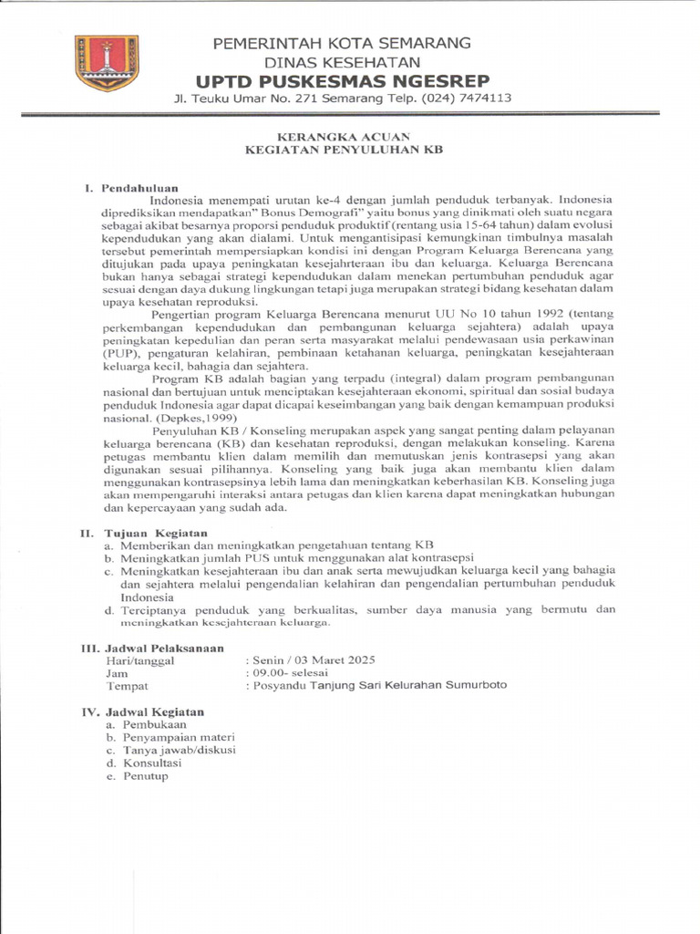 KAK Penyuluhan KB | PDF