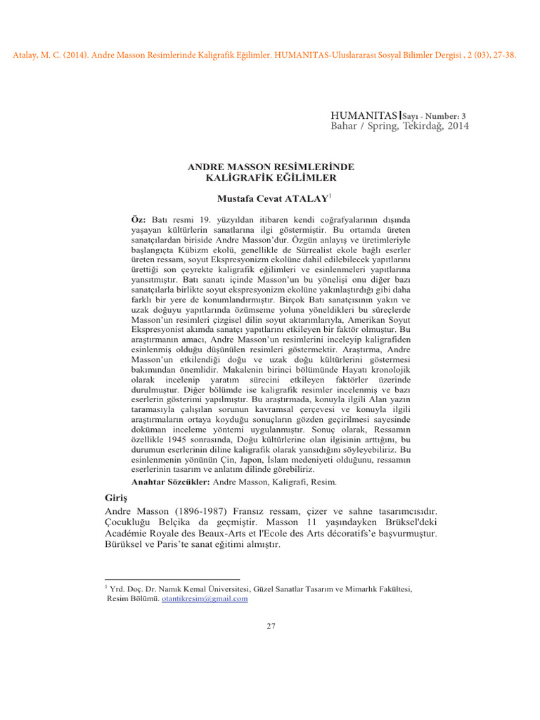 2014 Humanitas Andre Masson | PDF