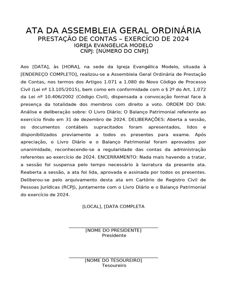 Prestação de Contas 2024 - Assembleia Igreja | PDF