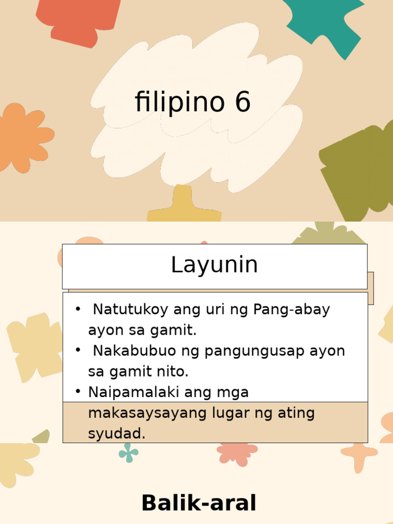 Filipino 6 Ppt-Pang-Abay | PDF