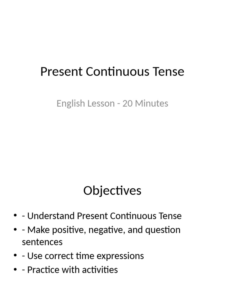 Present Continuous Tense Lesson | PDF