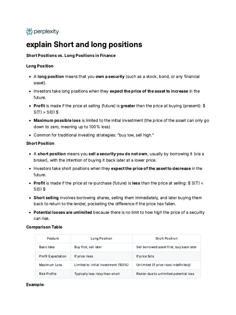 Understanding Short Position Risks | PDF | Short (Finance) | Futures ...