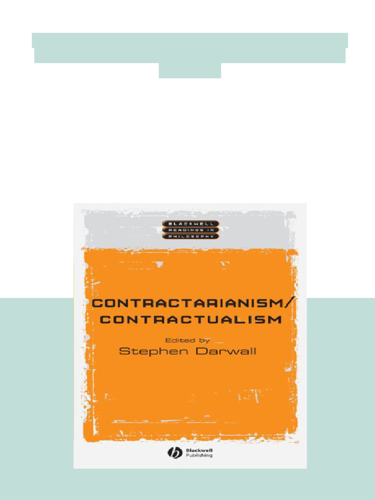 Contractarianism Contractualism Blackwell Readings in Philosophy 1st ...