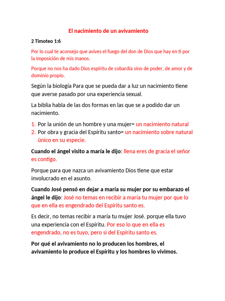 El Nacimiento de Un Avivamiento | PDF | espíritu Santo | Dios