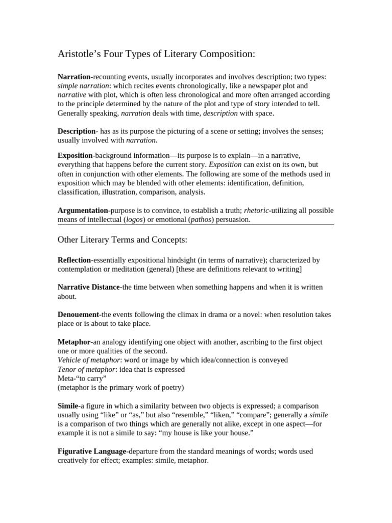 Aristotle's Literary Composition Types | PDF
