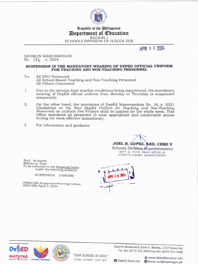 Official Uniform For Teaching and Non Teaching Personnel | PDF