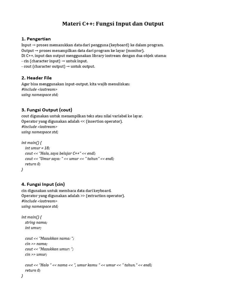Materi CPP Input Output | PDF