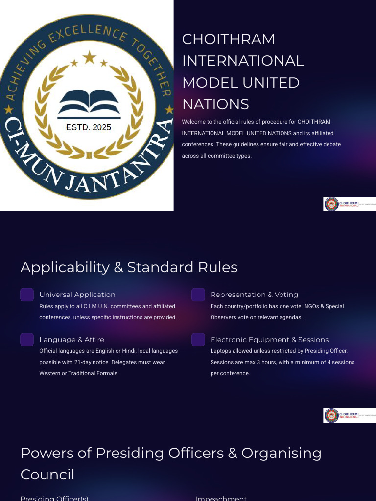 CHOITHRAM MUN Rules of Procedure | PDF | Committee | Government