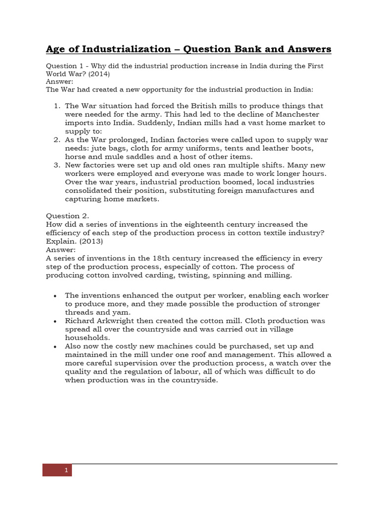 Industrialization in India: Key Questions & Answers | PDF | Weaving ...