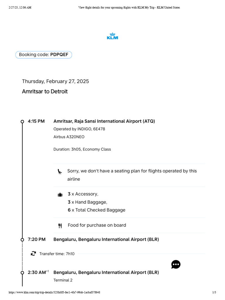 View Flight Details For Your Upcoming Flights With KLM My Trip - KLM ...