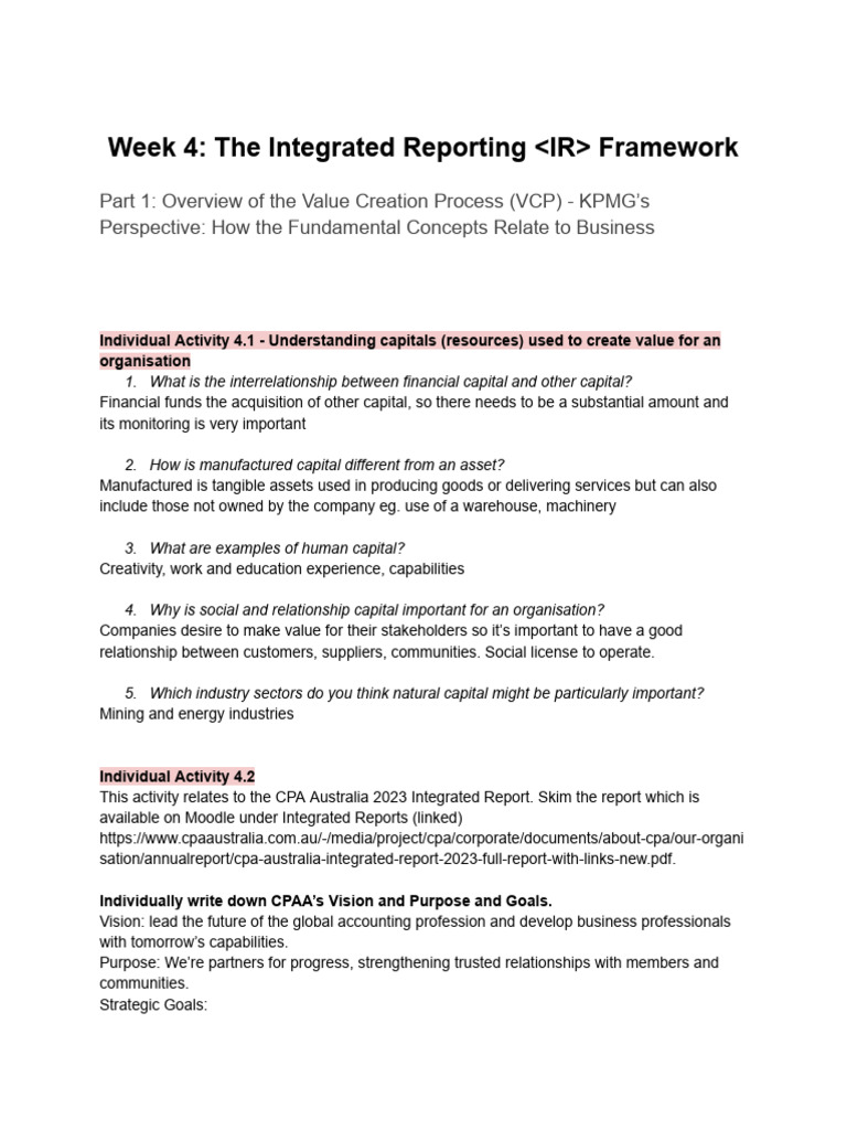 Integrated Reporting Framework Overview | PDF | Business Model ...