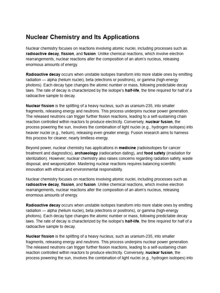 Nuclear Chemistry and Its Applications | PDF | Nuclear Physics ...