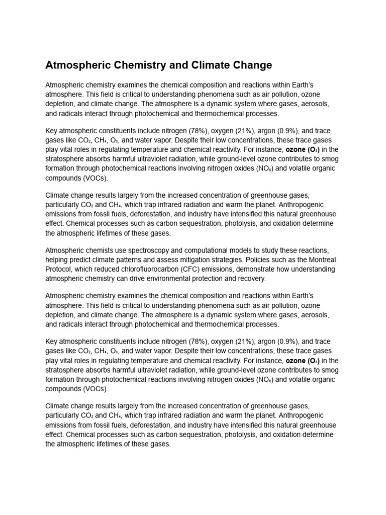 Atmospheric Chemistry and Climate Impact | PDF | Greenhouse Gas ...
