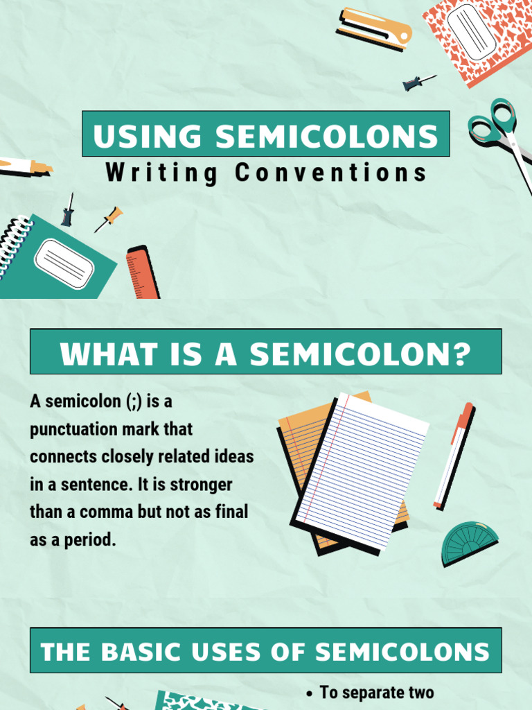 Using Semicolons Education | PDF | Comma | Orthography
