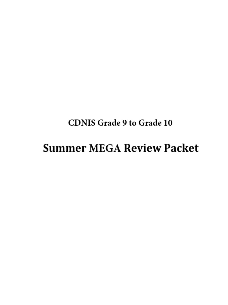 Grade 9-10 Algebra Summer Review Packet | PDF | Polynomial | Number Theory