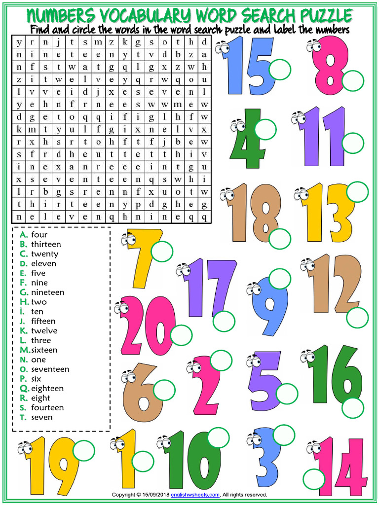 Numbers Word Search | PDF