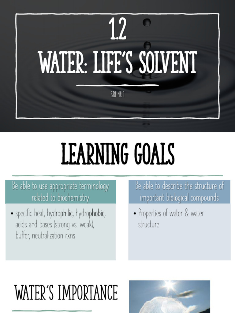 1.2 - Water - Life's Solvent | PDF | Buffer Solution | Water