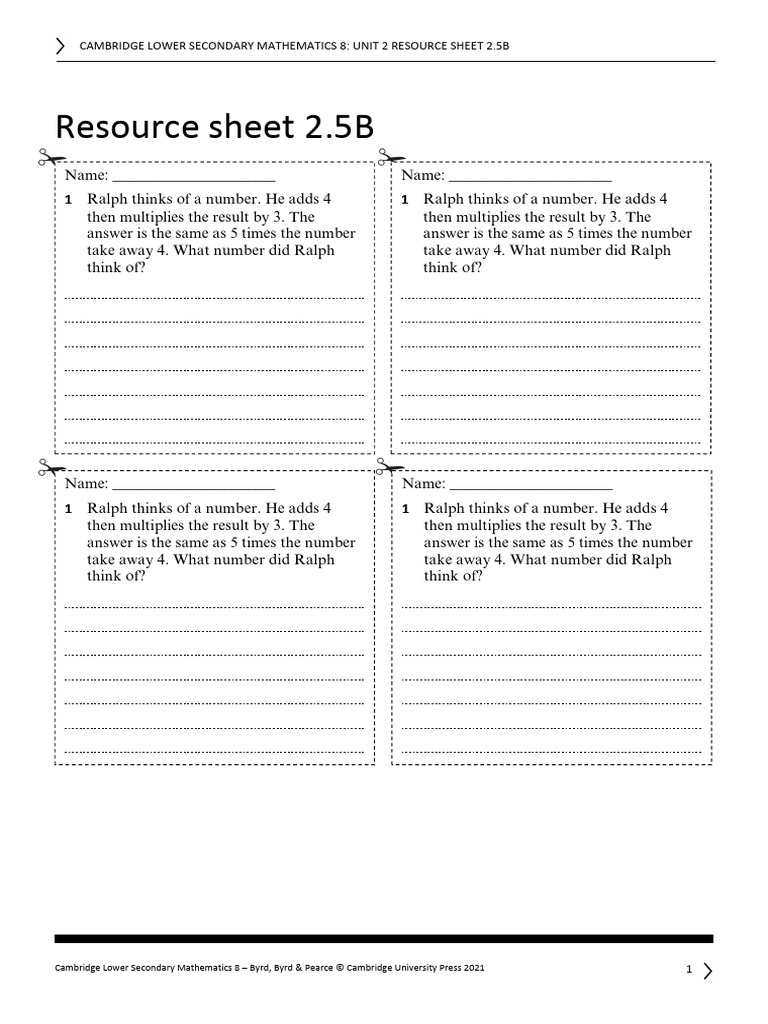 Ralph's Number Problem Worksheet | PDF