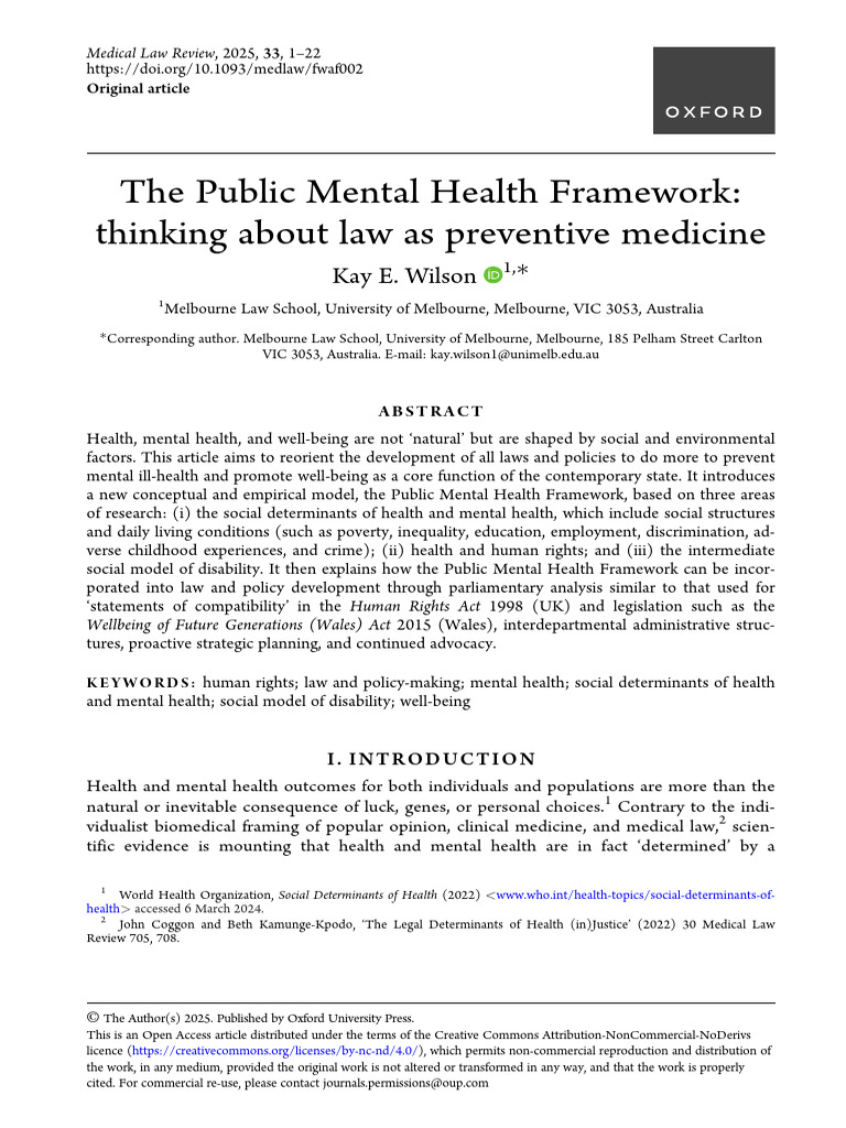 The Public Mental Health Framework | PDF | Mental Health | Social Policy