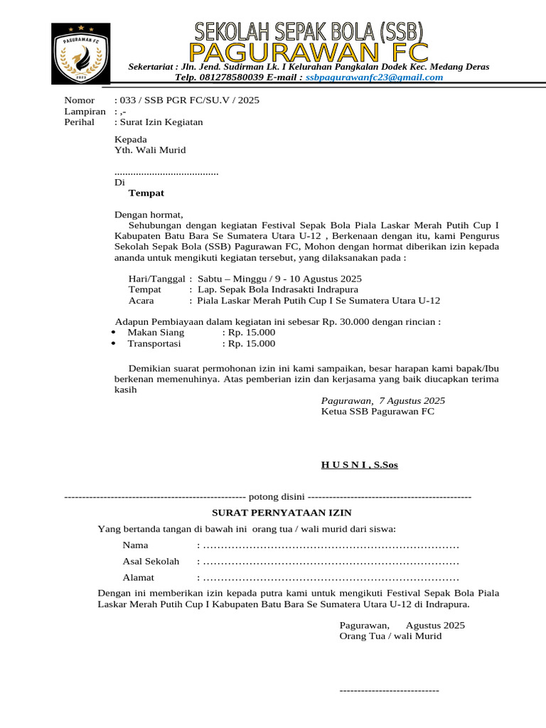 439062963 Contoh Izin Orang Tua SSB | PDF