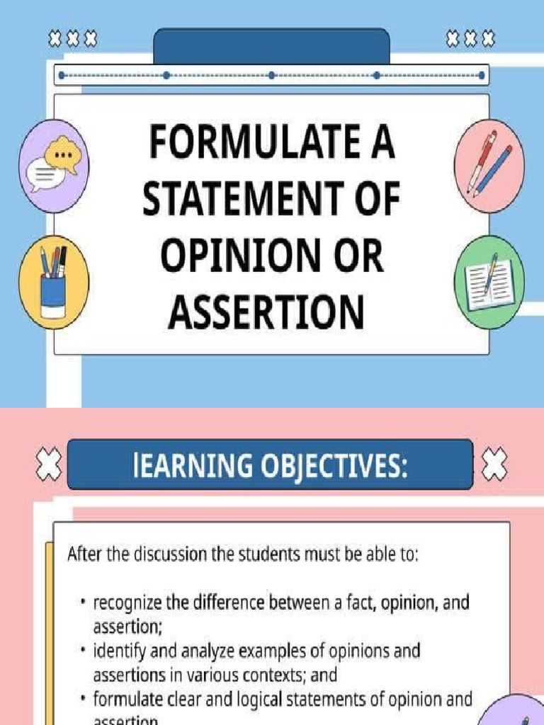 Grade 10 English Formulating Statement of Opinion or Assertion | PDF