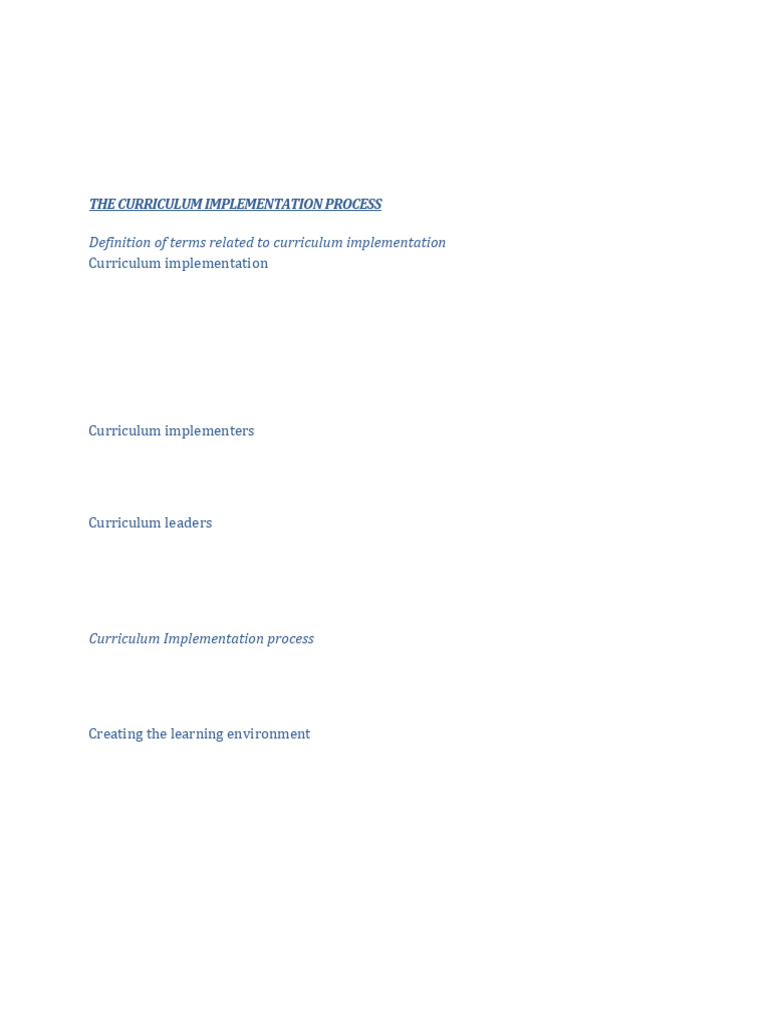 Curriculum Implementation Process Guide | PDF | Teacher Education ...