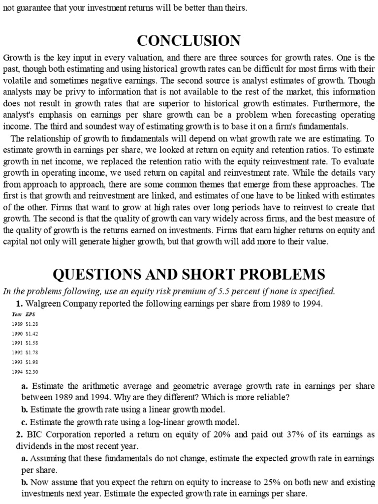 Growth Questions | PDF | Investing | Equity (Finance)