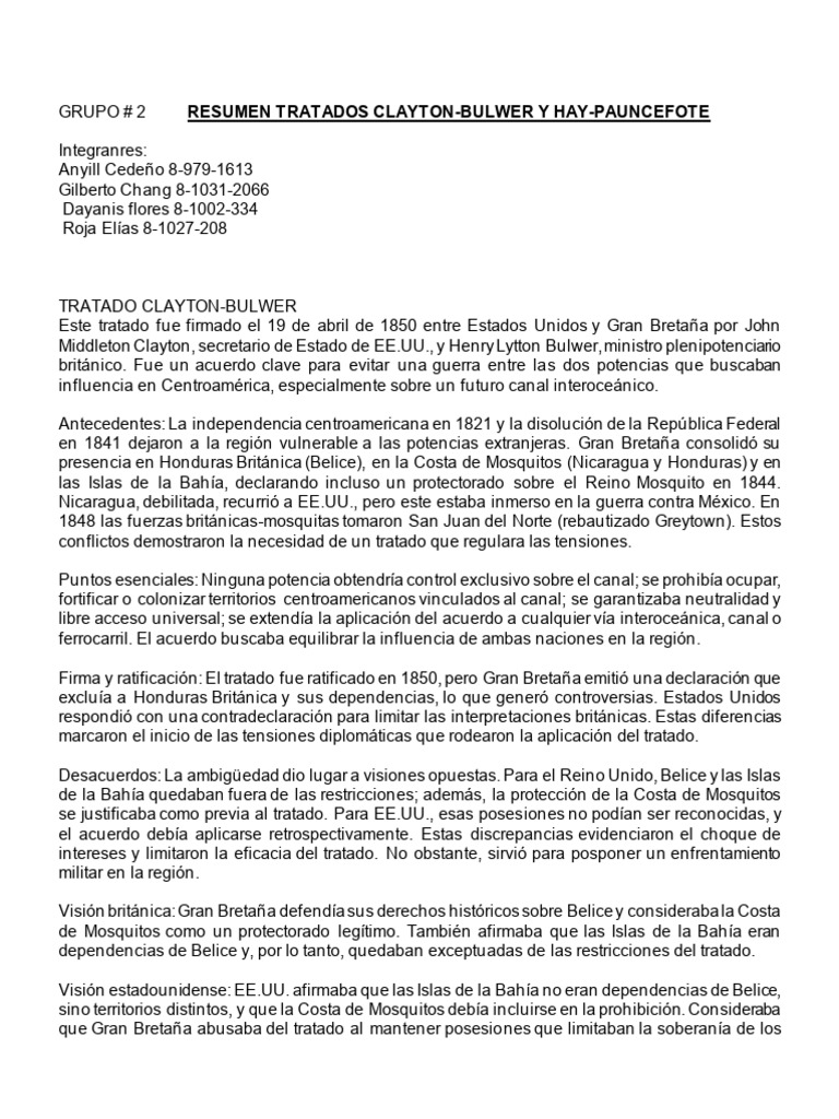 Tratados Clayton-Bulwer y Hay-Pauncefote | PDF | Relaciones Internacionales