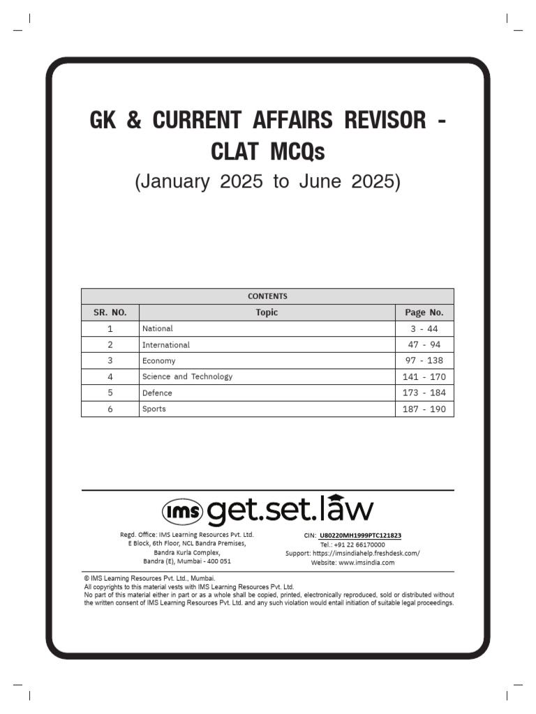 2.Gk & Current Affairs Revisor - Clat Mcqs | PDF | Supreme Court Of ...