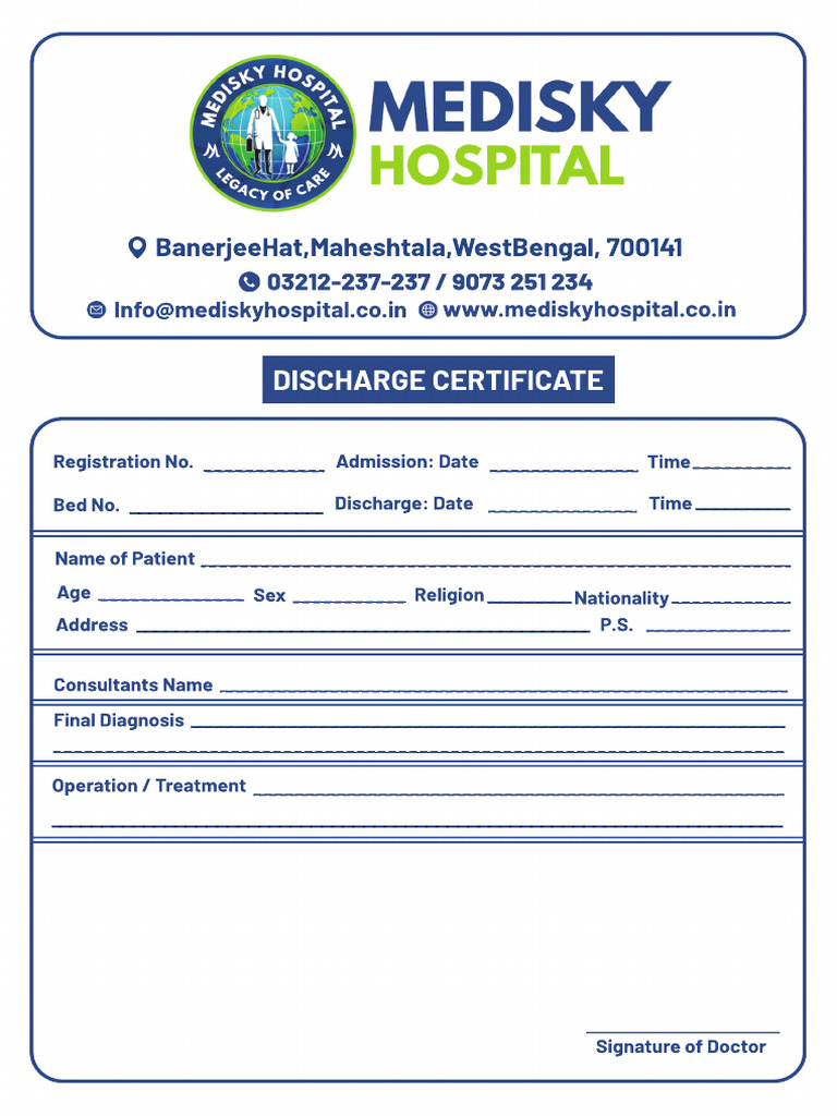 Discharge Certificate Details | PDF