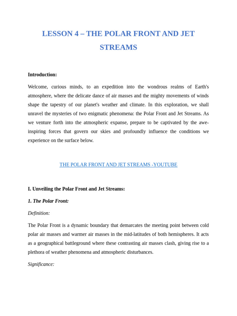 Lesson 4 - The Polar Front and Jet Streams | PDF | Jet Stream | Weather